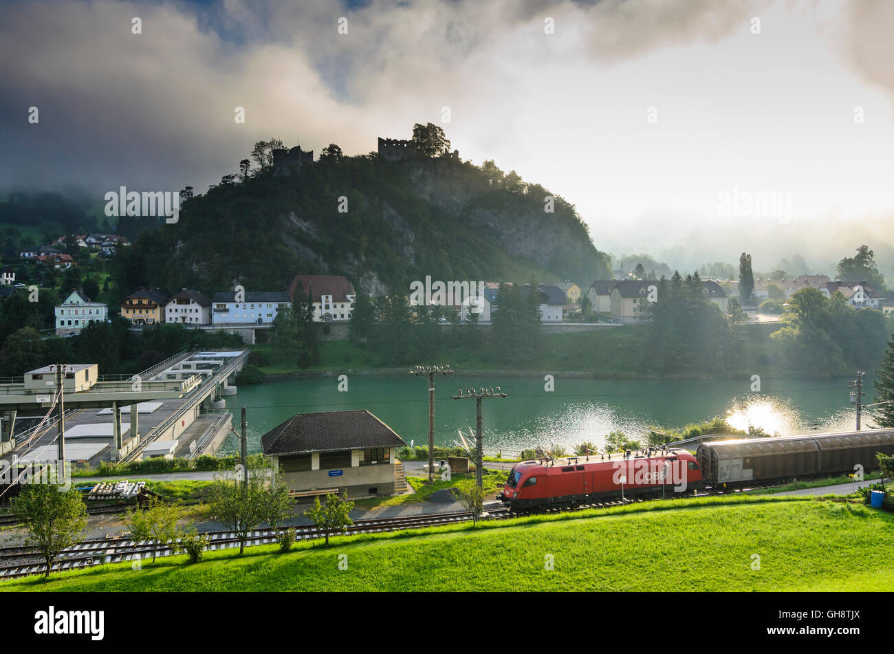 Losenstein: Losenstein Castle on the Enns with a hydroelectric power ...