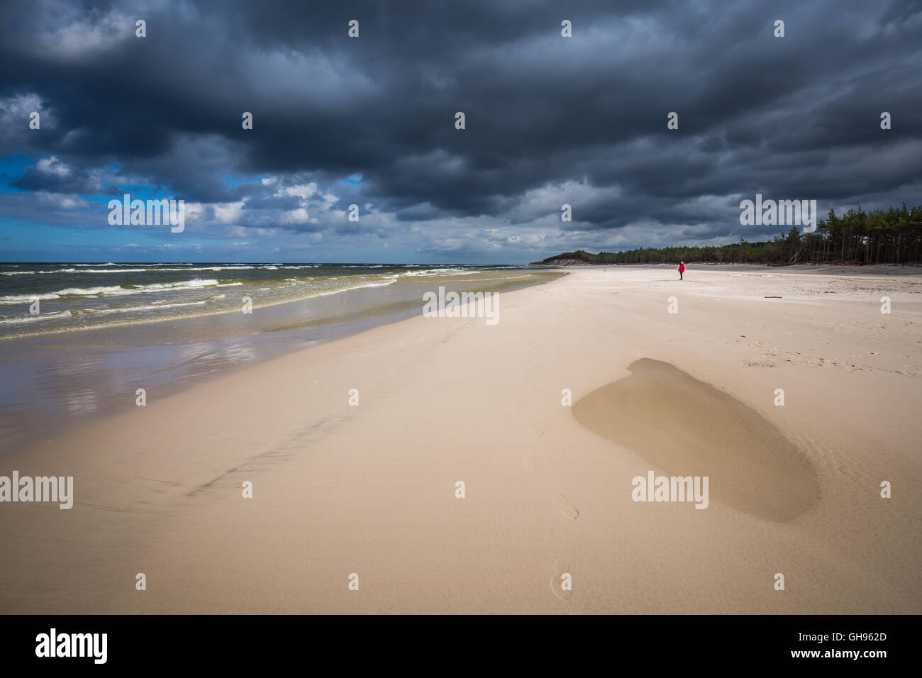 A view of beautiful sandy beach in Leba town, Baltic Sea, Poland Stock ...