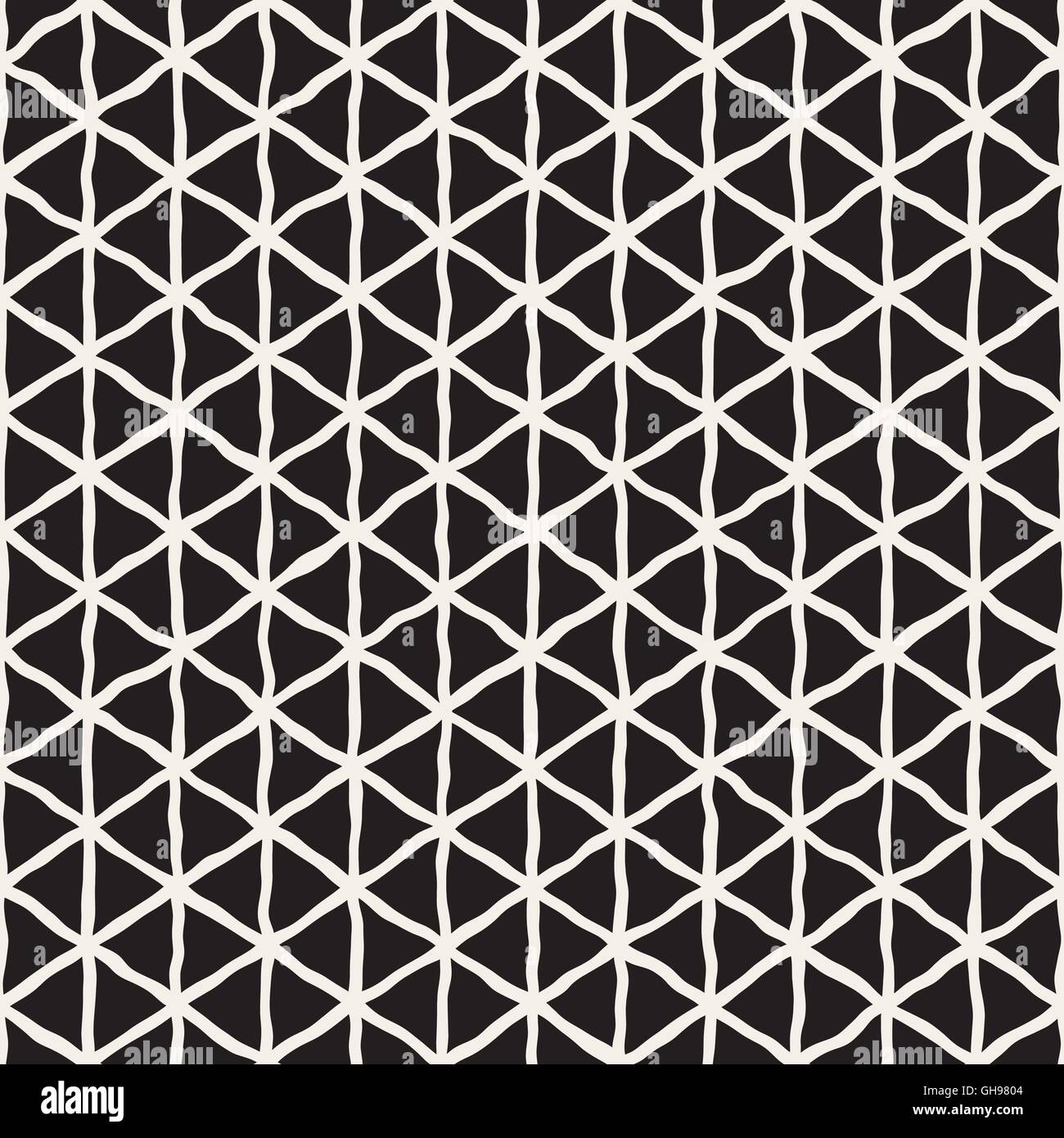 Vector Seamless Hand Drawn Triangle Lines Grid Pattern Stock Vector ...
