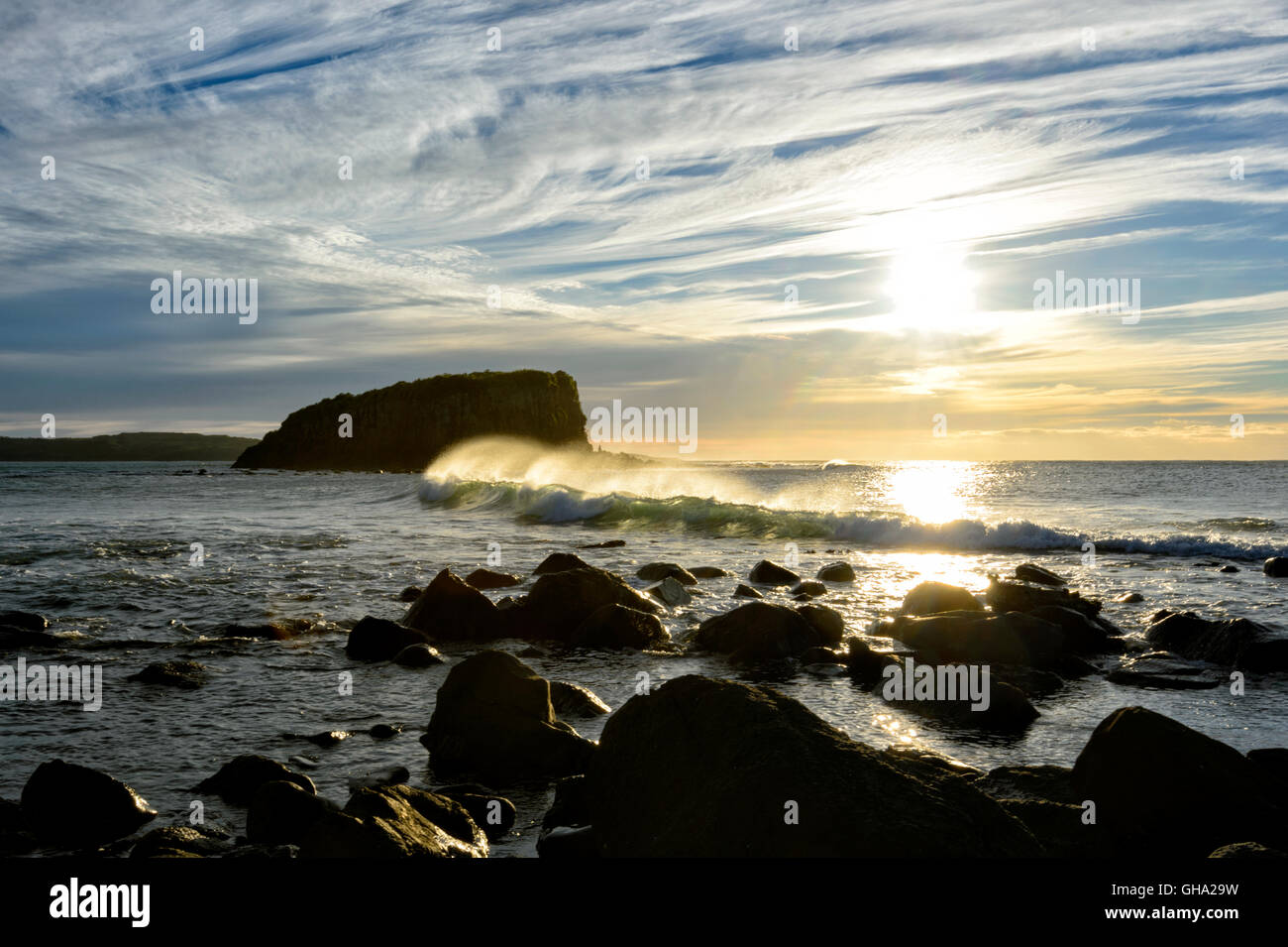 Sunrise over Stack Island, Minnamurra, Illawarra Coast, New South Wales ...