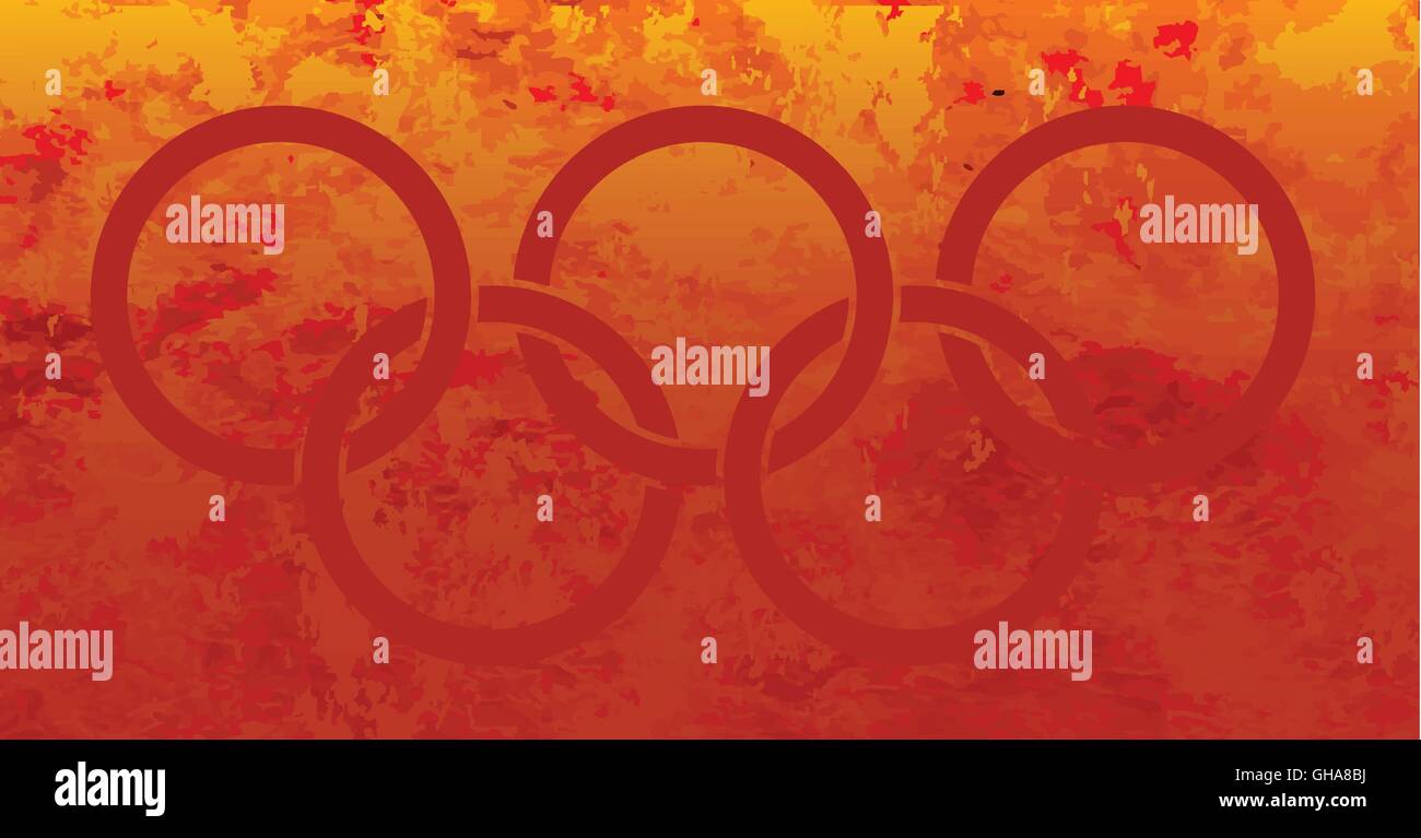 Five red interconnected rings set in fire background Stock Vector Image ...