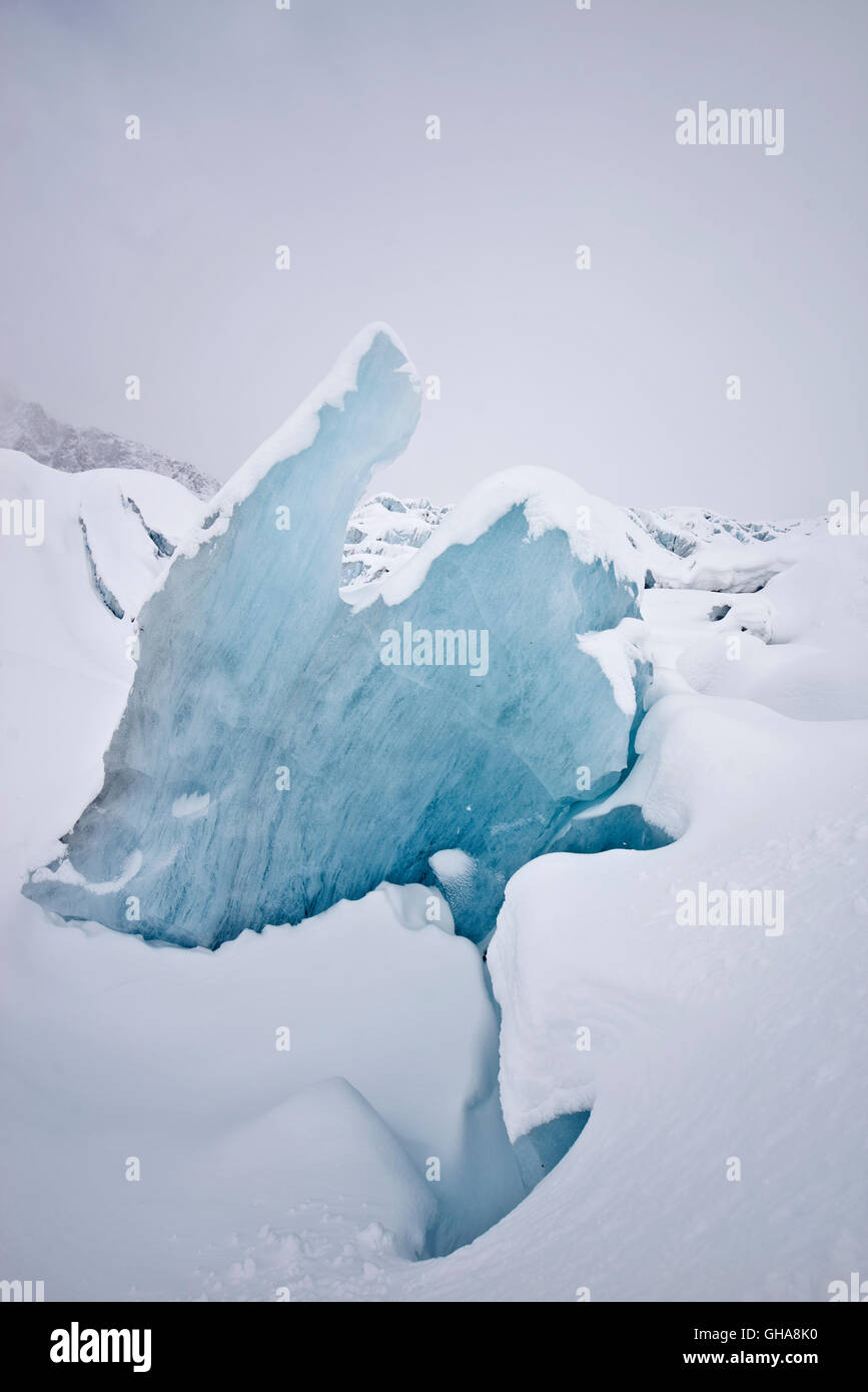 geography / travel, France, Ice block on the glacier du Geant, Mer de ...