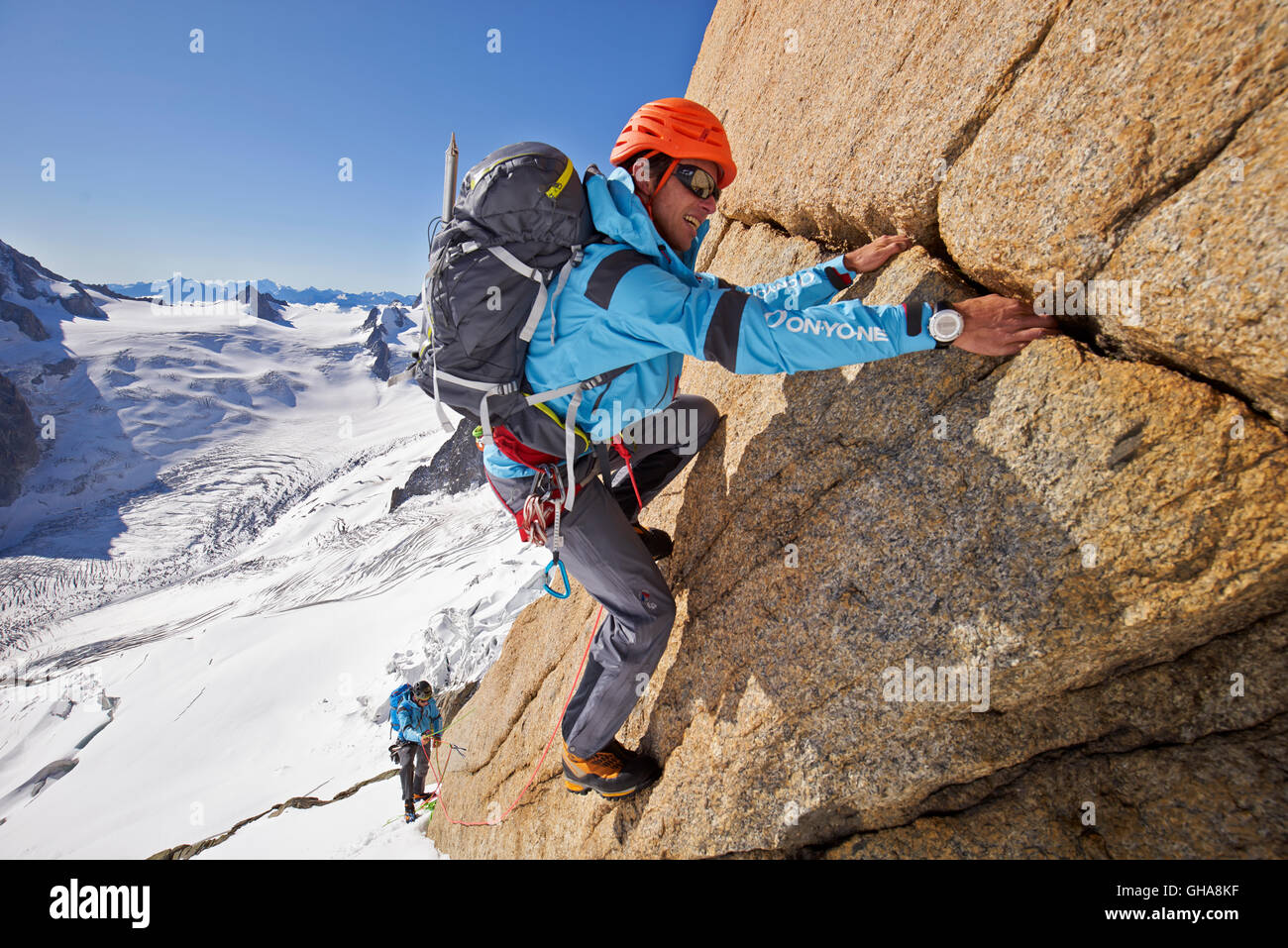 geography / travel, France, Alpinist climbing the aiguille du Plan ...