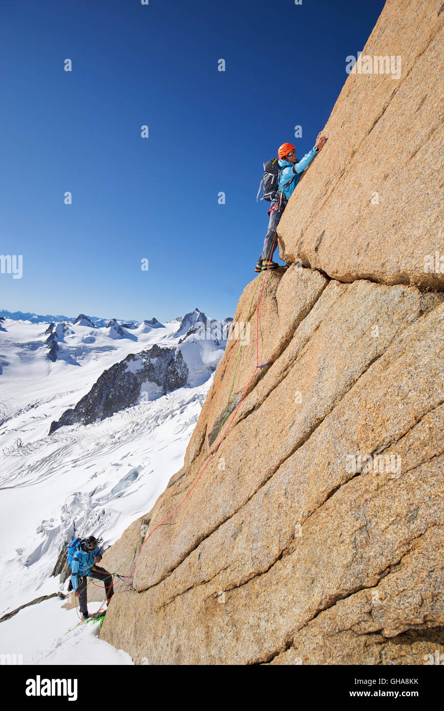 geography / travel, France, Alpinist climbing the aiguille du Plan ...