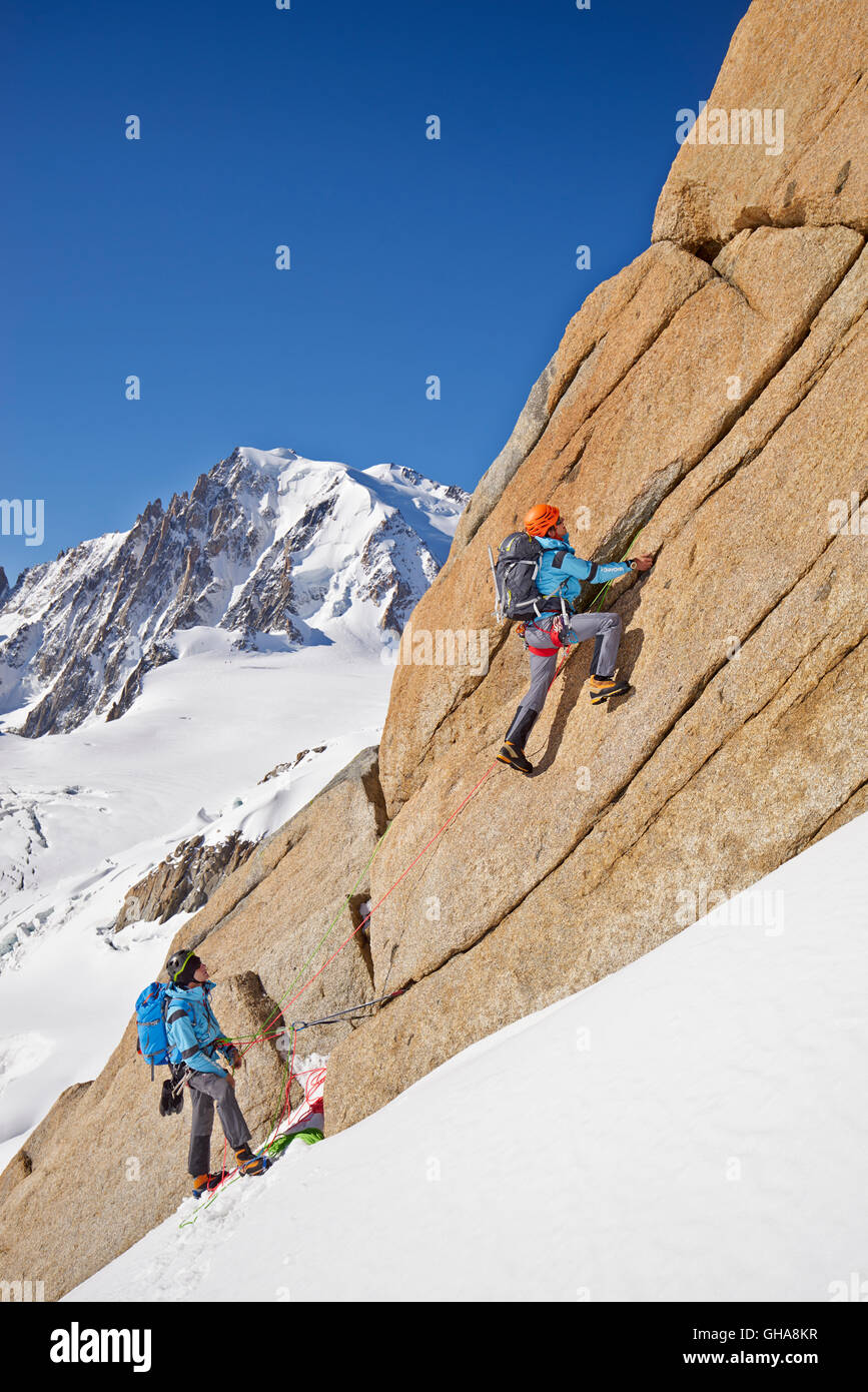 geography / travel, France, Alpinist climbing the aiguille du Plan ...