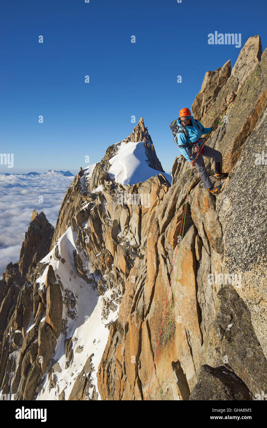 geography / travel, France, Alpinist climbing the aiguille du Plan ...