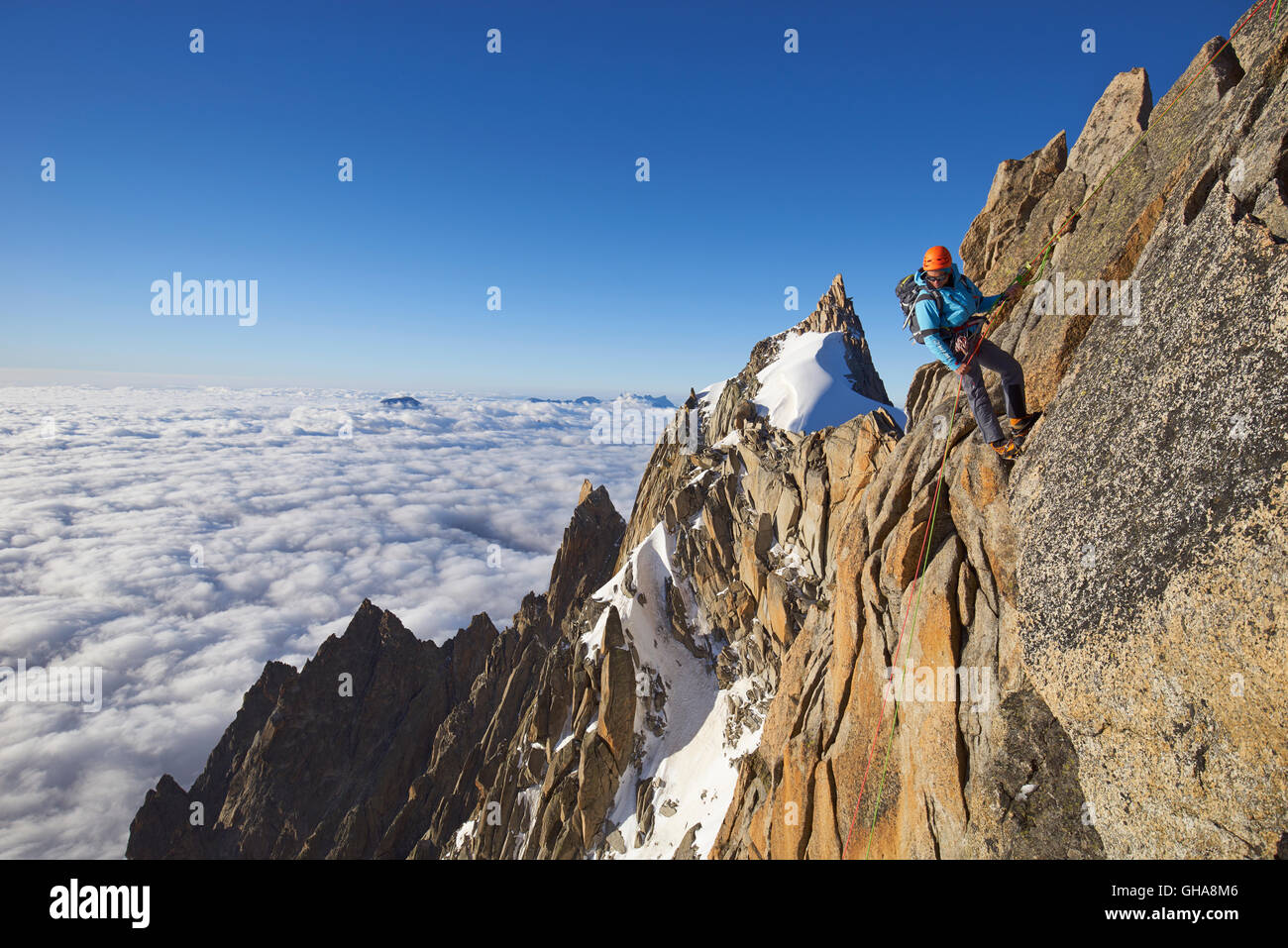 geography / travel, France, Alpinist climbing the aiguille du Plan ...