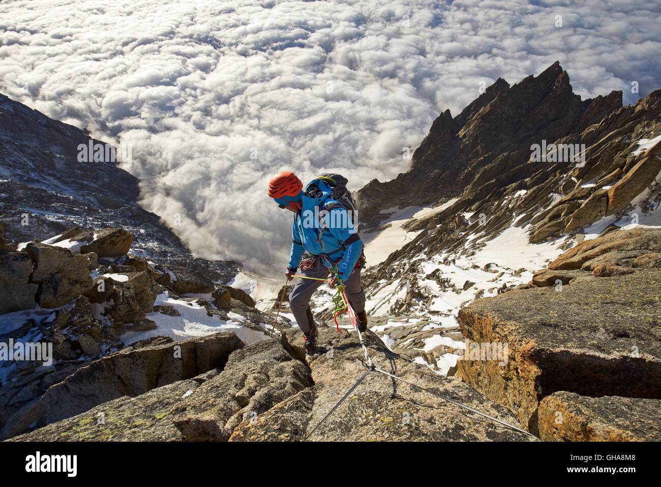 geography / travel, France, Alpinist climbing the aiguille du Plan ...