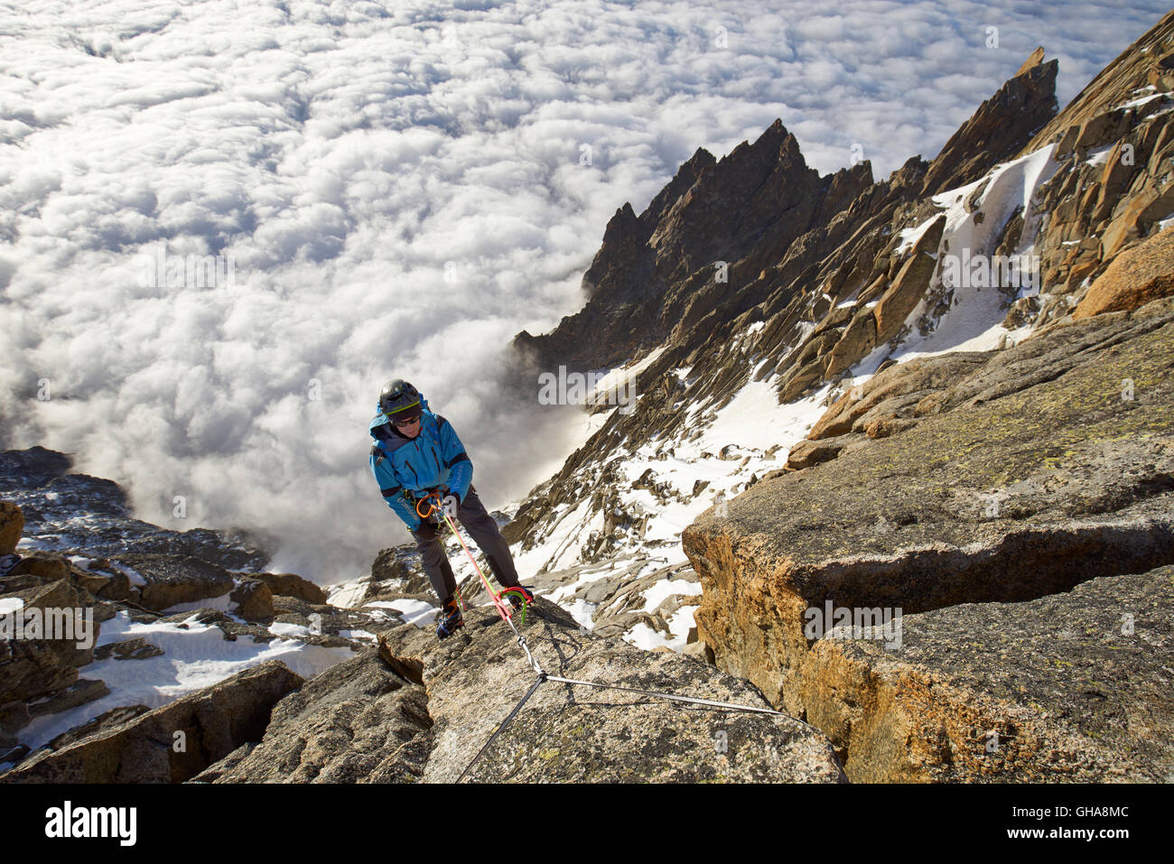 geography / travel, France, Alpinist climbing the aiguille du Plan ...