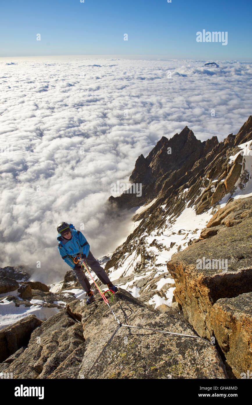 geography / travel, France, Alpinist climbing the aiguille du Plan ...