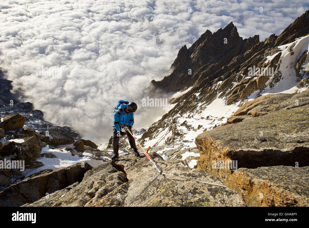 geography / travel, France, Alpinist climbing the aiguille du Plan ...