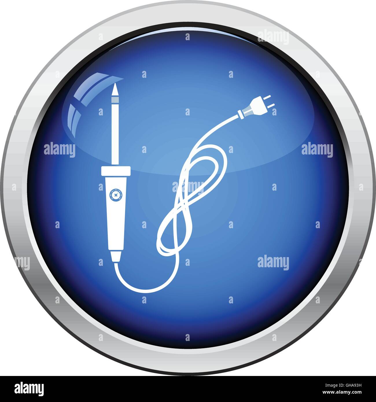 Soldering iron icon. Glossy button design. Vector illustration Stock ...