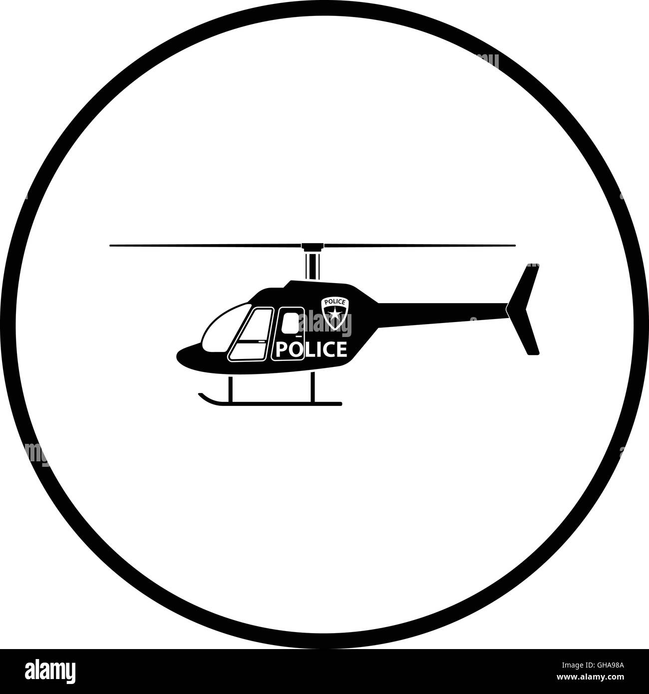 Police helicopter icon. Thin circle design. Vector illustration Stock ...