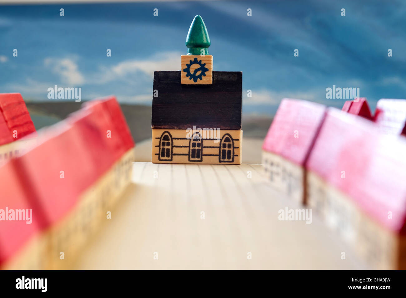 A toy town made from wooden toy buildings for children Stock Photo - Alamy
