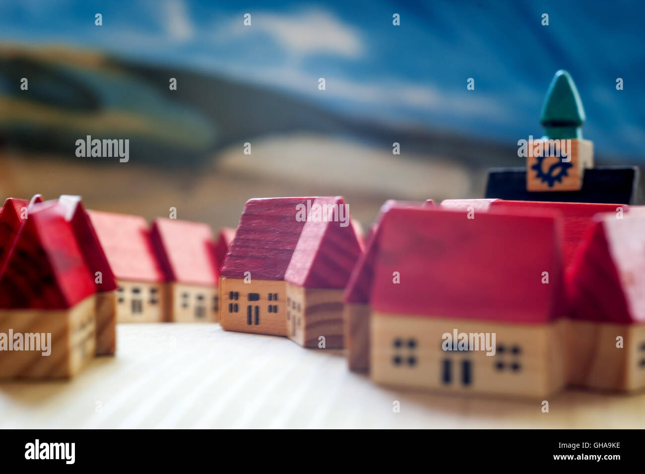 A toy town made from wooden toy buildings for children Stock Photo - Alamy
