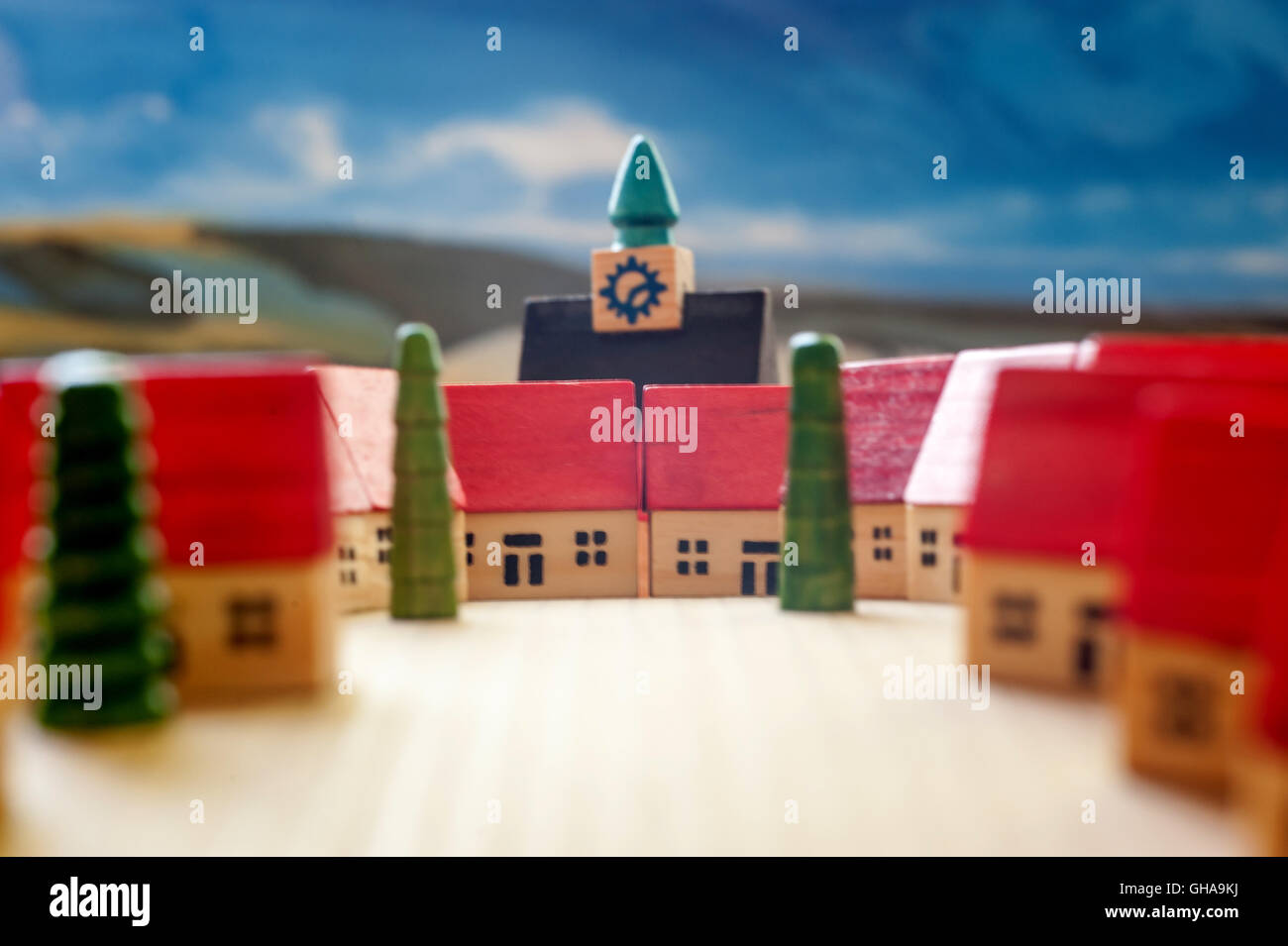 A toy town made from wooden toy buildings for children Stock Photo - Alamy