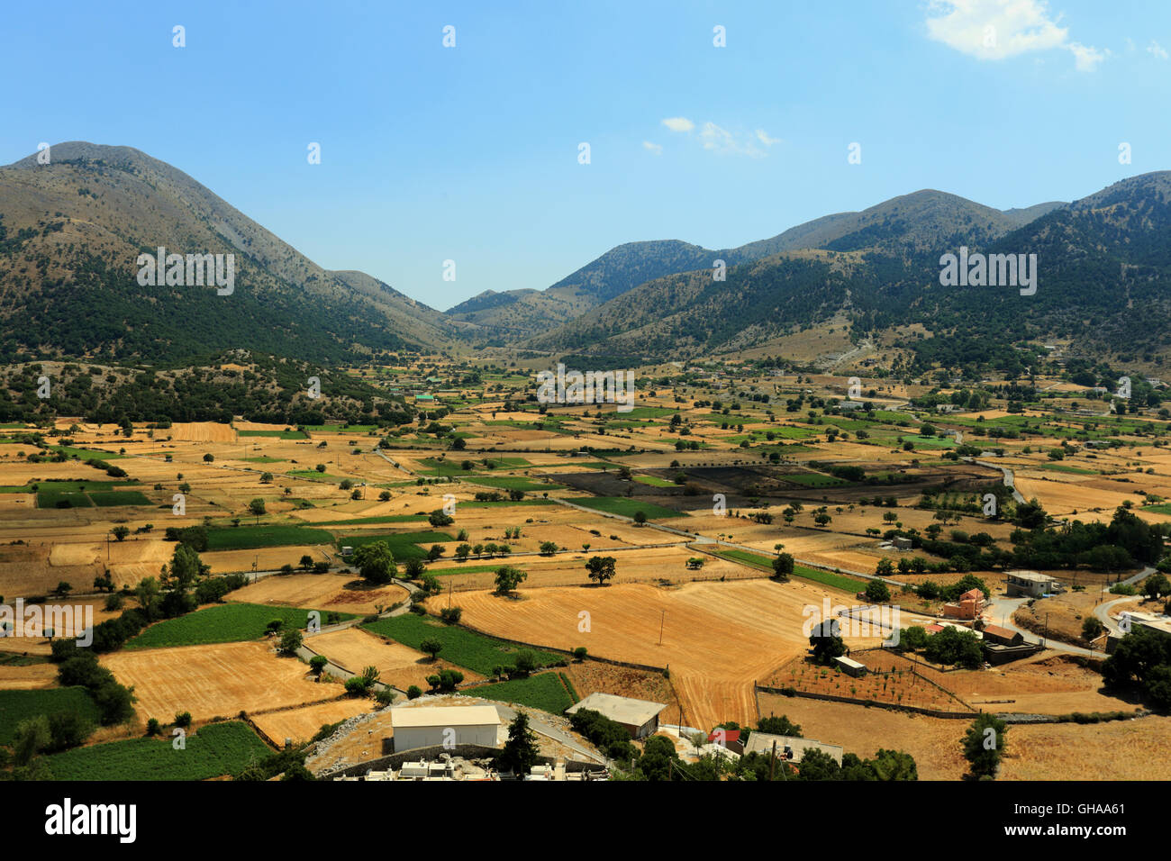 The view across Askifou plain, Crete, from the village of Kares. The ...