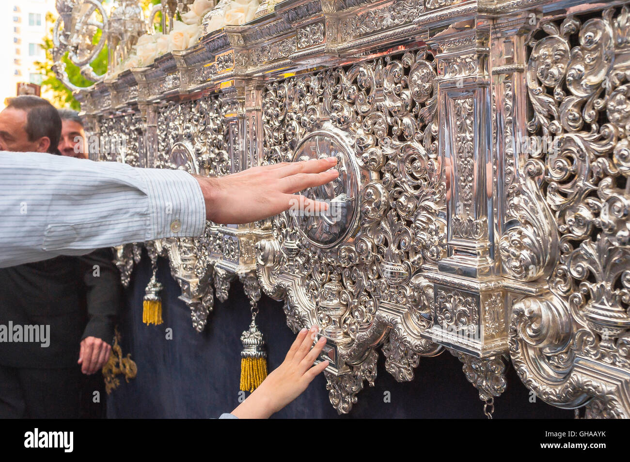 Hand reaching out touching hi-res stock photography and images - Alamy