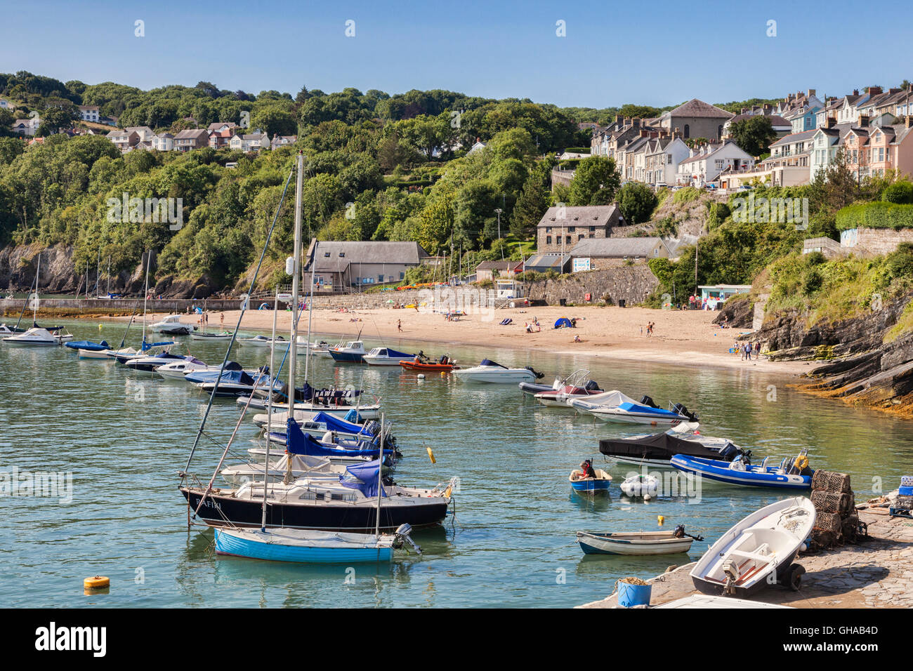 South Beach and harbour, New Quay, Ceredigion, Wales, UK Stock Photo ...