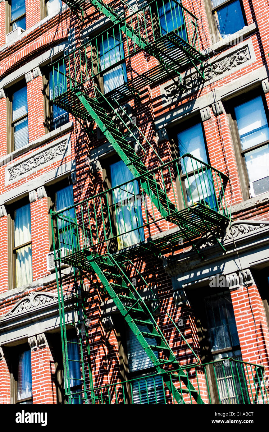 Manhattan Fire Escapes Stock Photo - Alamy