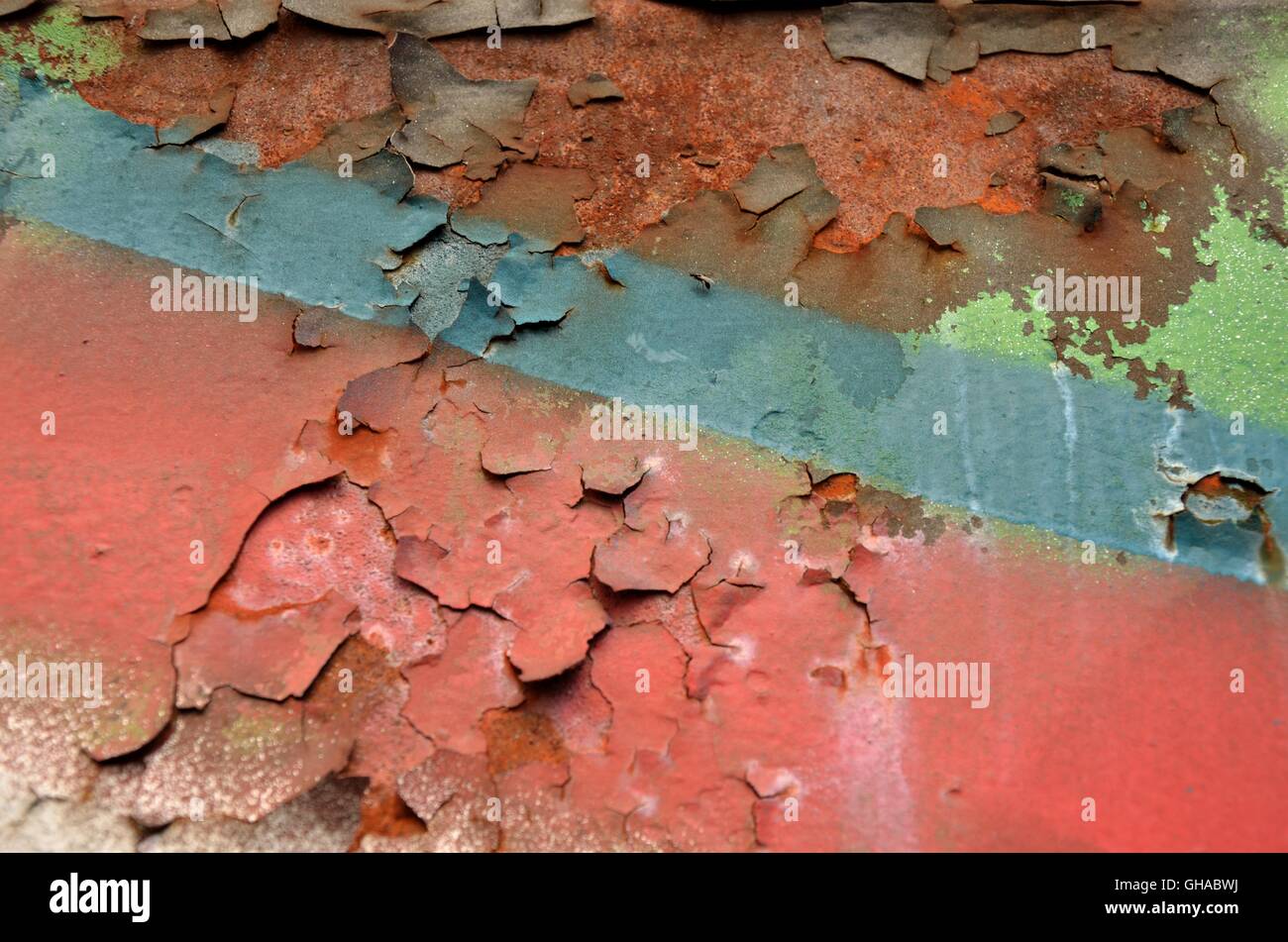peeled, flaking, scaling paint on rust Stock Photo - Alamy