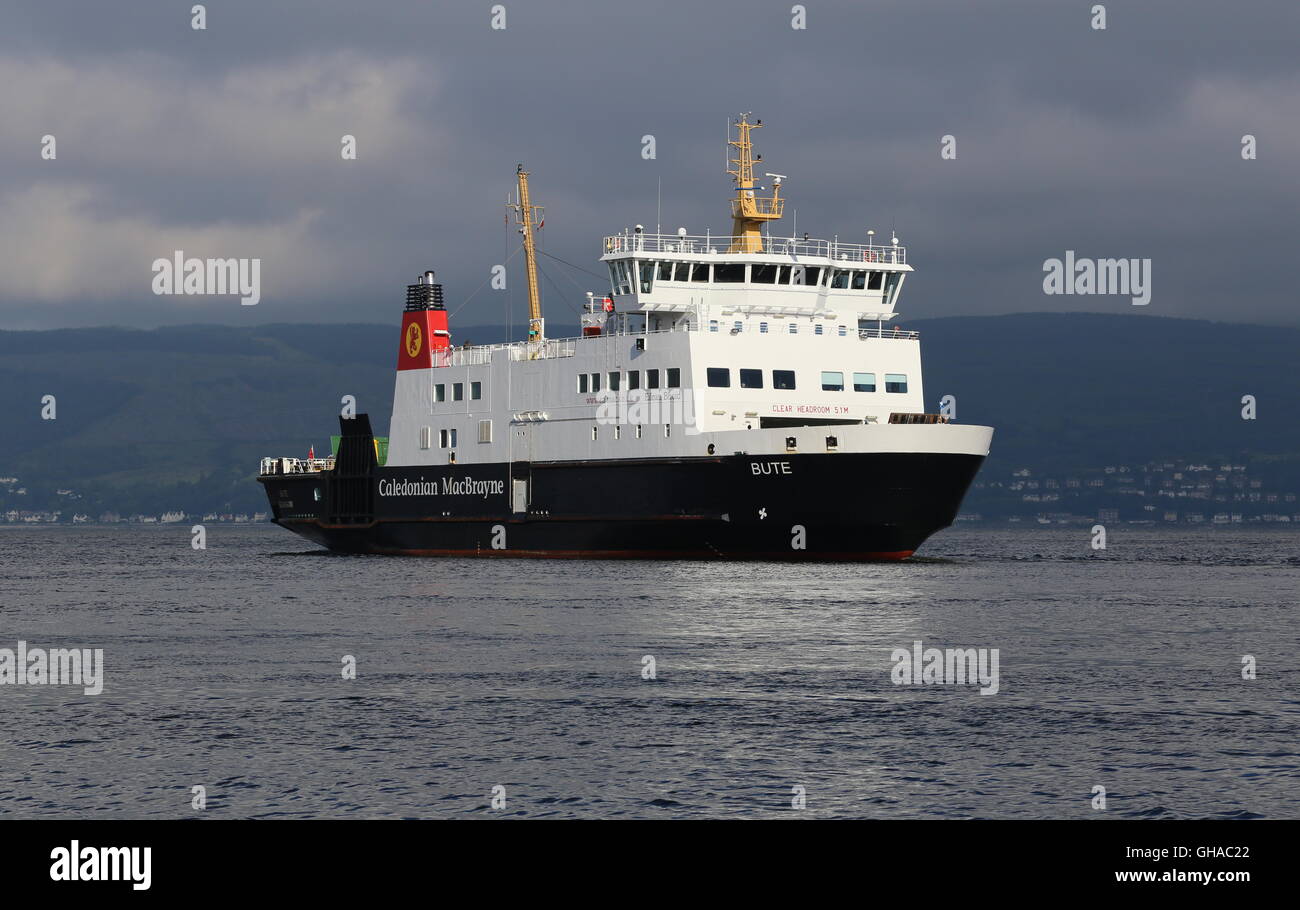 Calmac ferry MV Bute in Firth of Clyde Scotland August 2016 Stock Photo ...