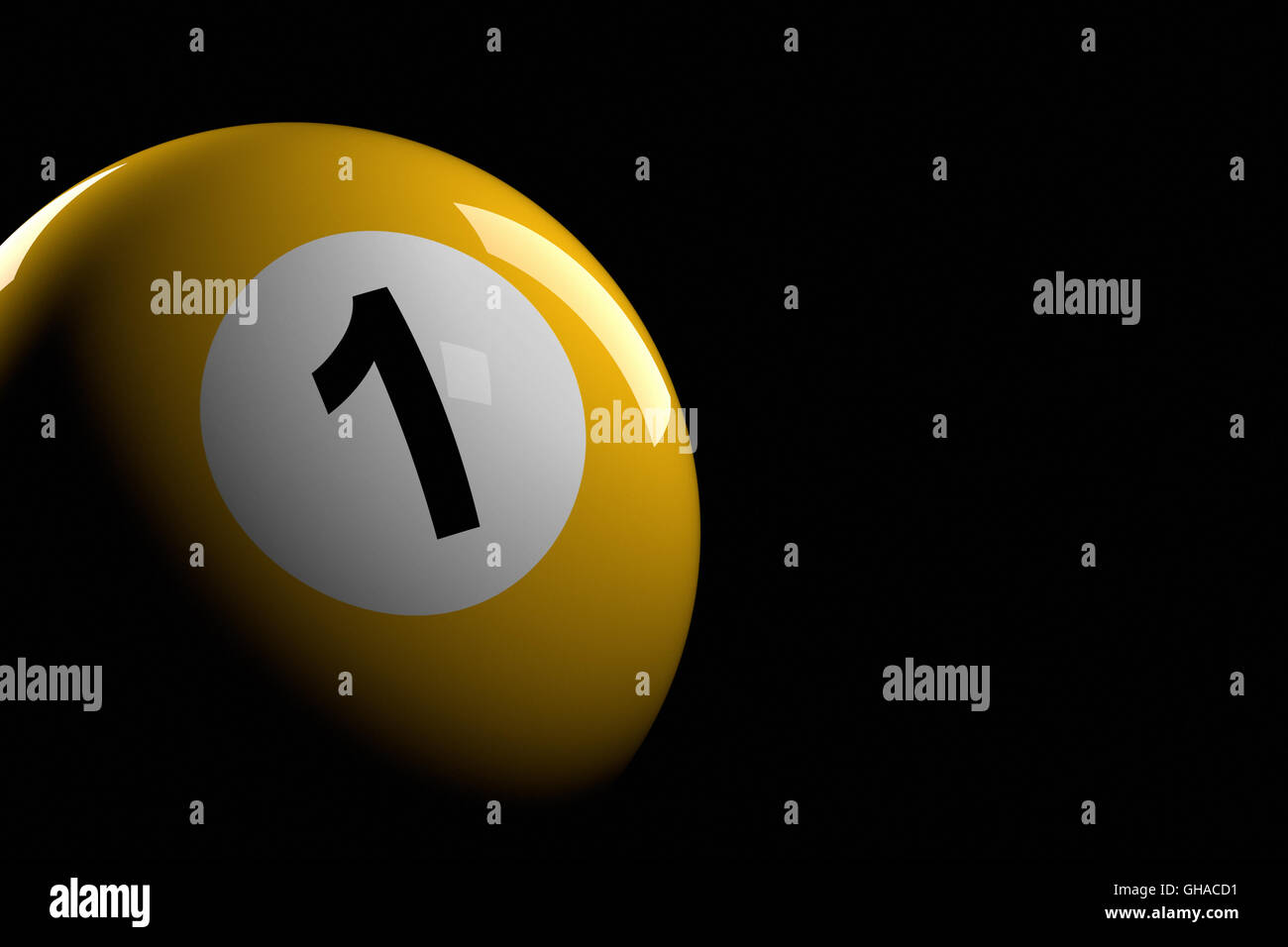 3D rendering of pool ball number 1 Stock Photo - Alamy