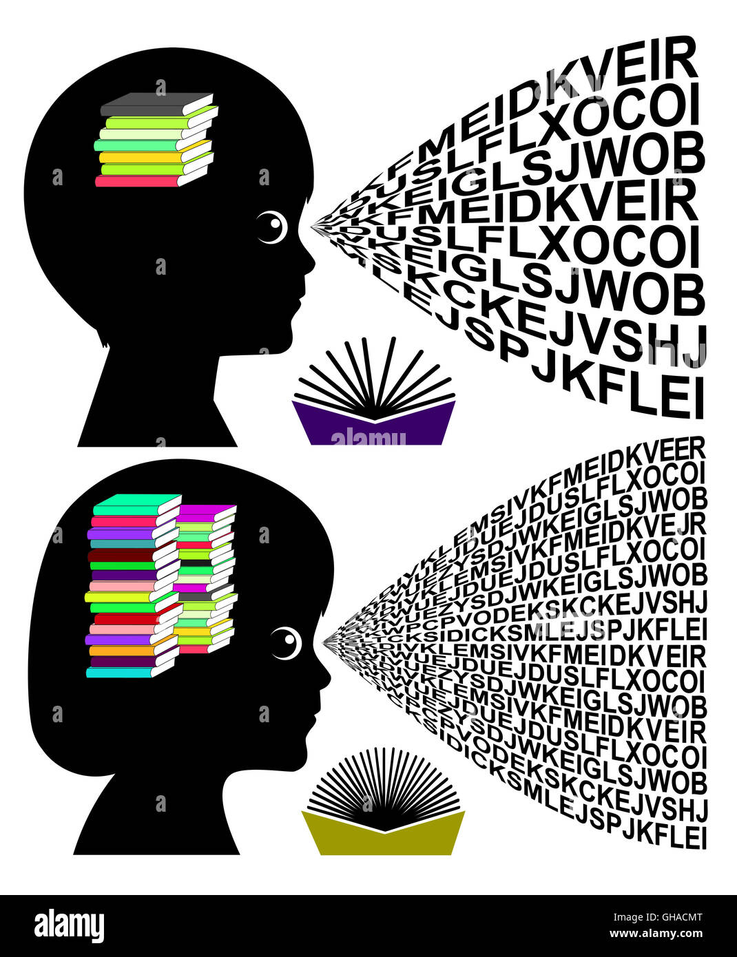 Girl boy reading books Cut Out Stock Images & Pictures - Alamy