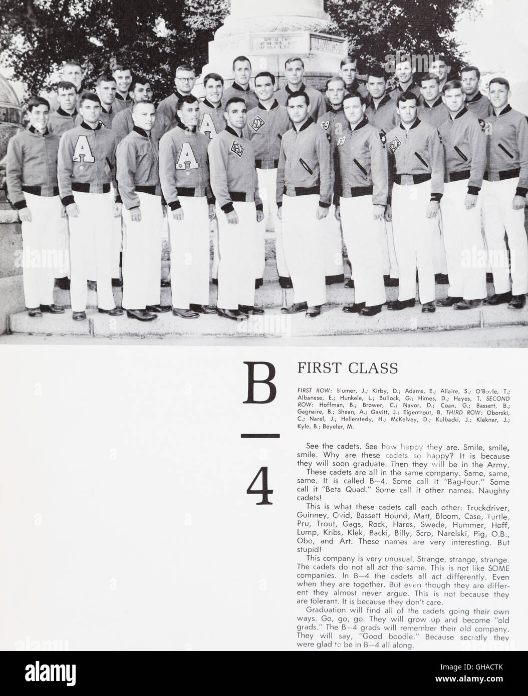 Class of 1969 Company B4 Yearbook Photo, United States Military Academy ...