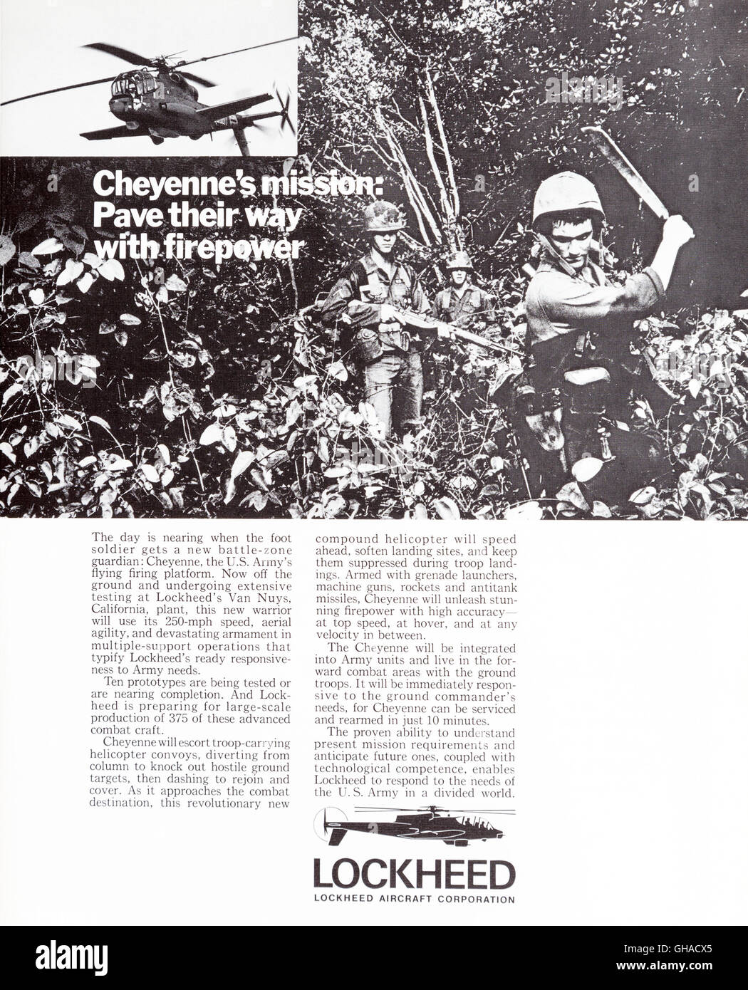 Lockheed Cheyenne Helicopter Print Advertising, United States Military ...