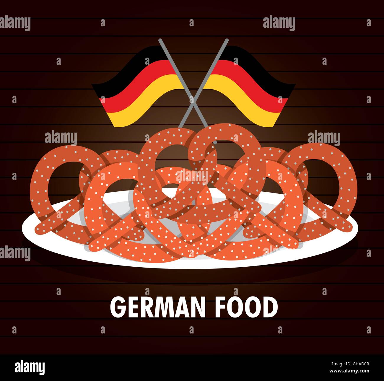 Pretzel flag plate food. Germany. Vector graphic Stock Vector Image ...