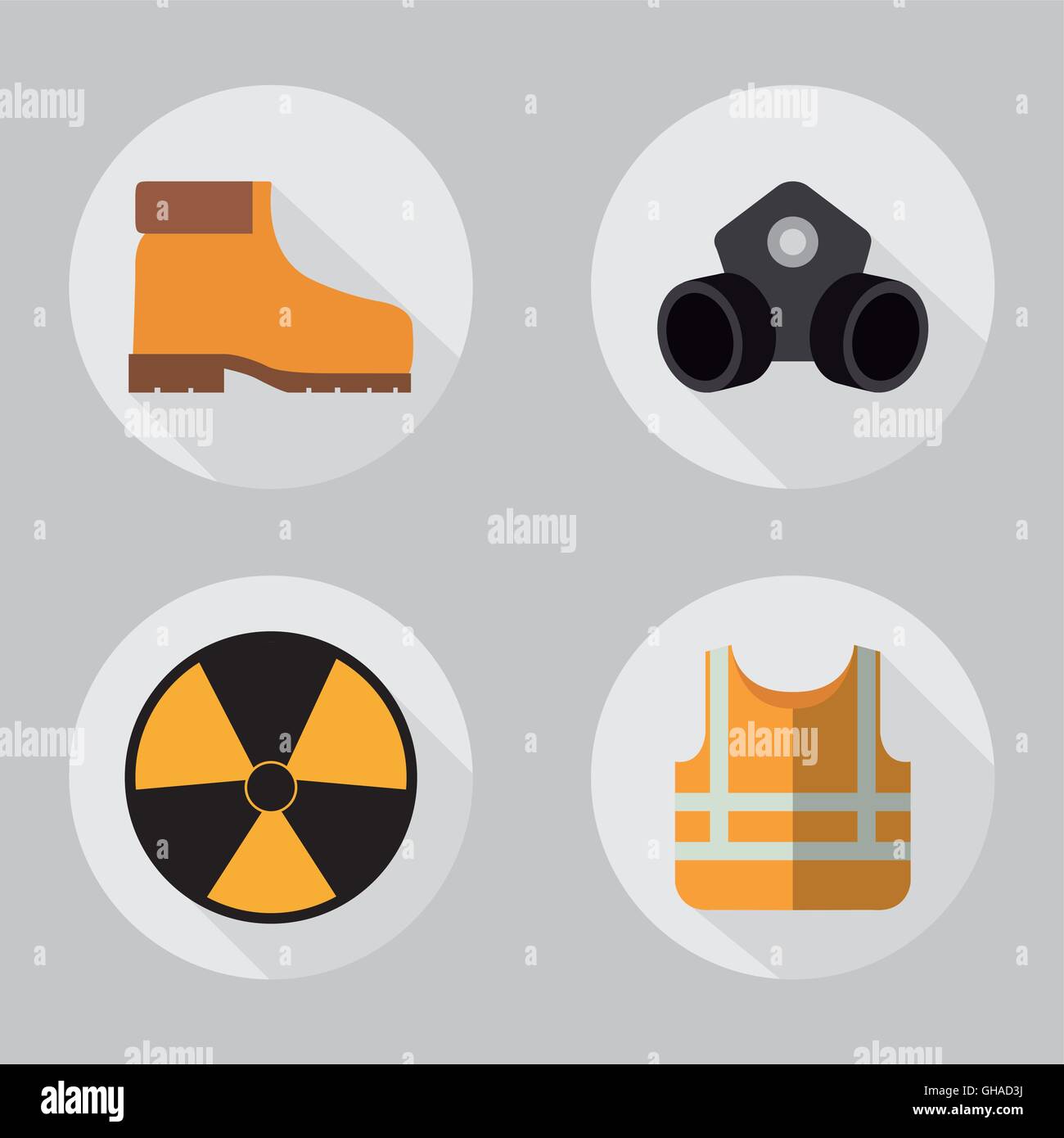 yellow jacket mask biohazard boots icon. Vector graphic Stock Vector ...