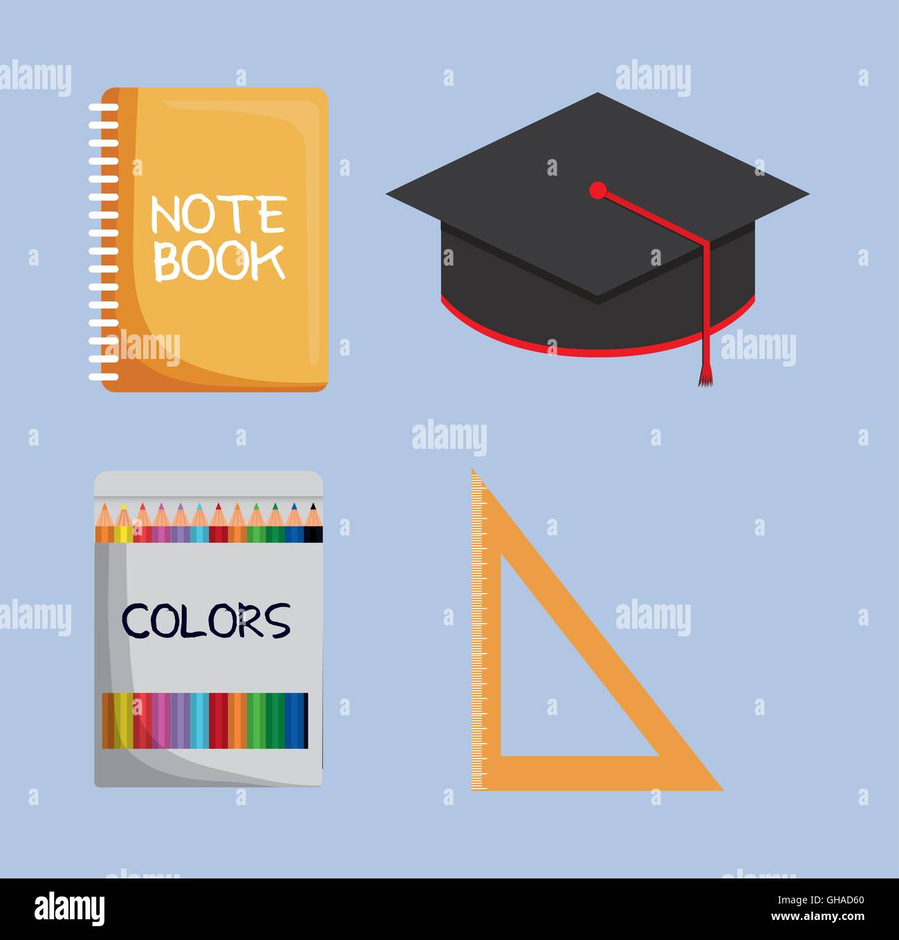 Notebook graduation cap colors ruler icon Stock Vector Image & Art - Alamy