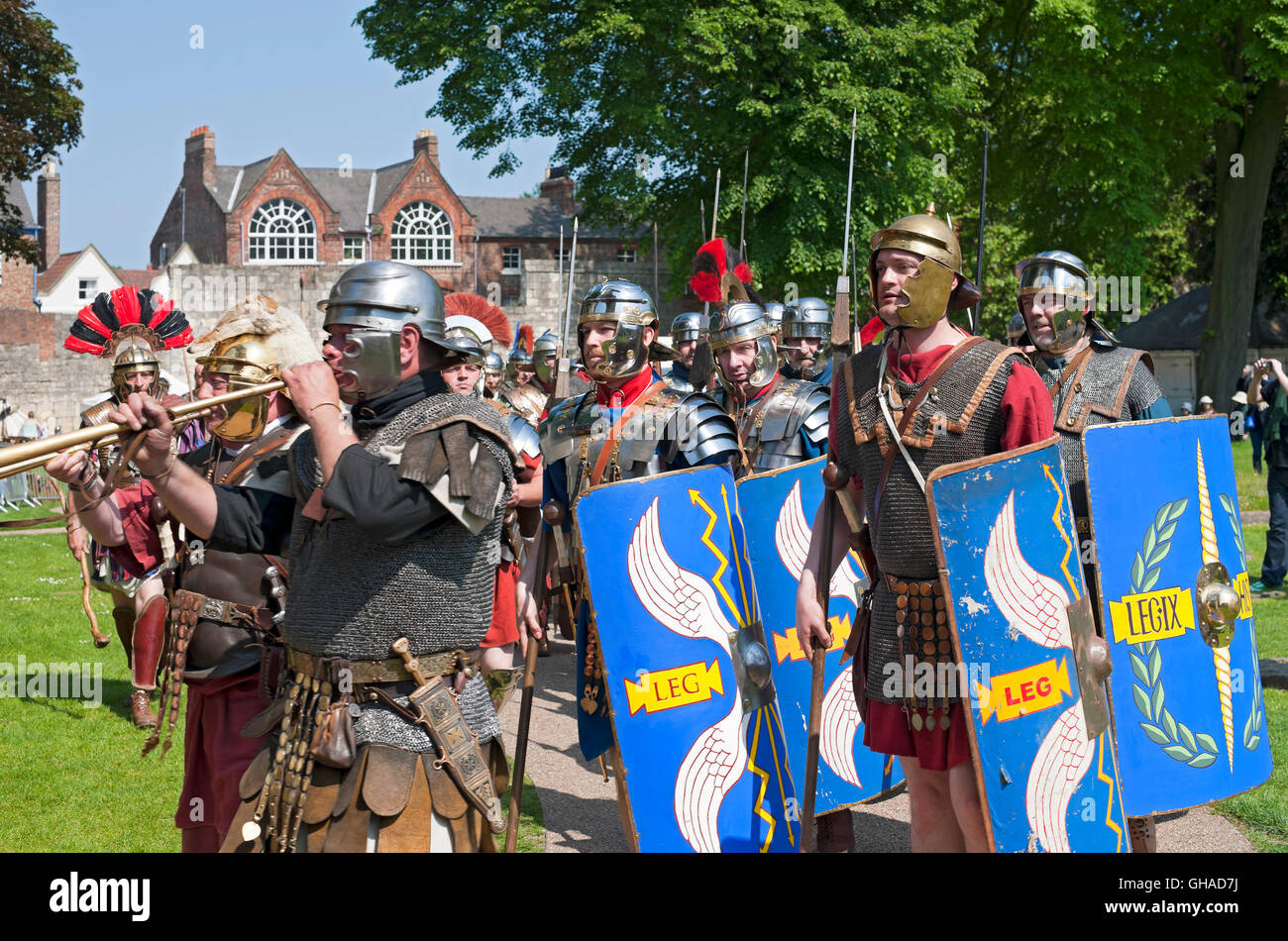 Soldiers marching through the Museum Gardens at the Roman Festival in ...