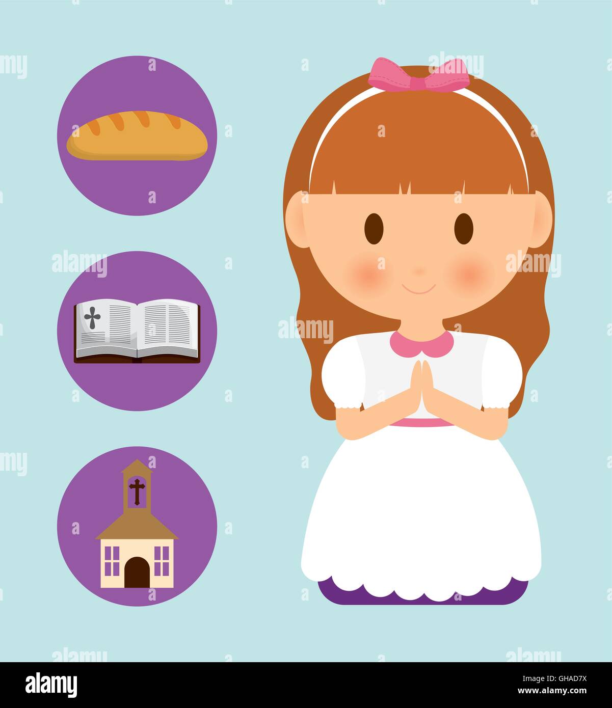 girl kid cartoon bread bible church icon. Vector graphic Stock Vector ...