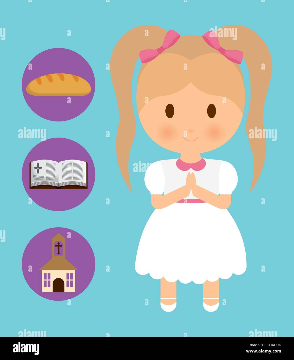 girl kid cartoon bread bible church icon. Vector graphic Stock Vector ...
