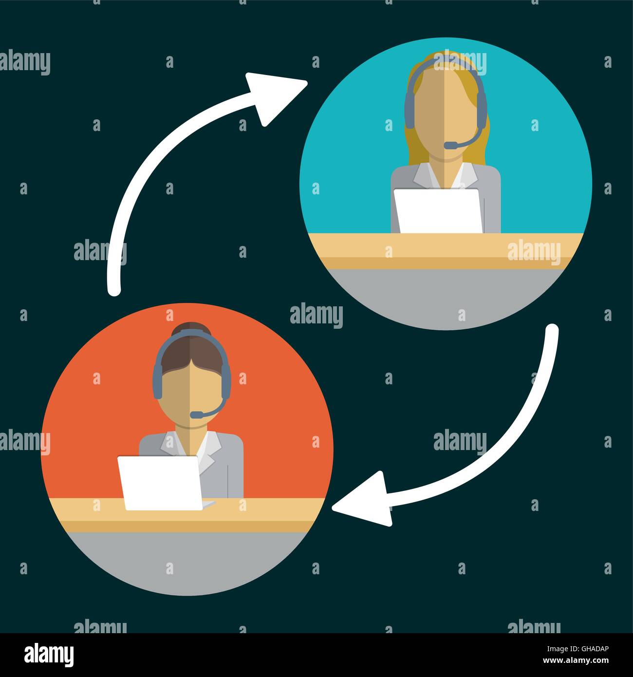 operator man woman call center service icon. Vector graphic Stock ...