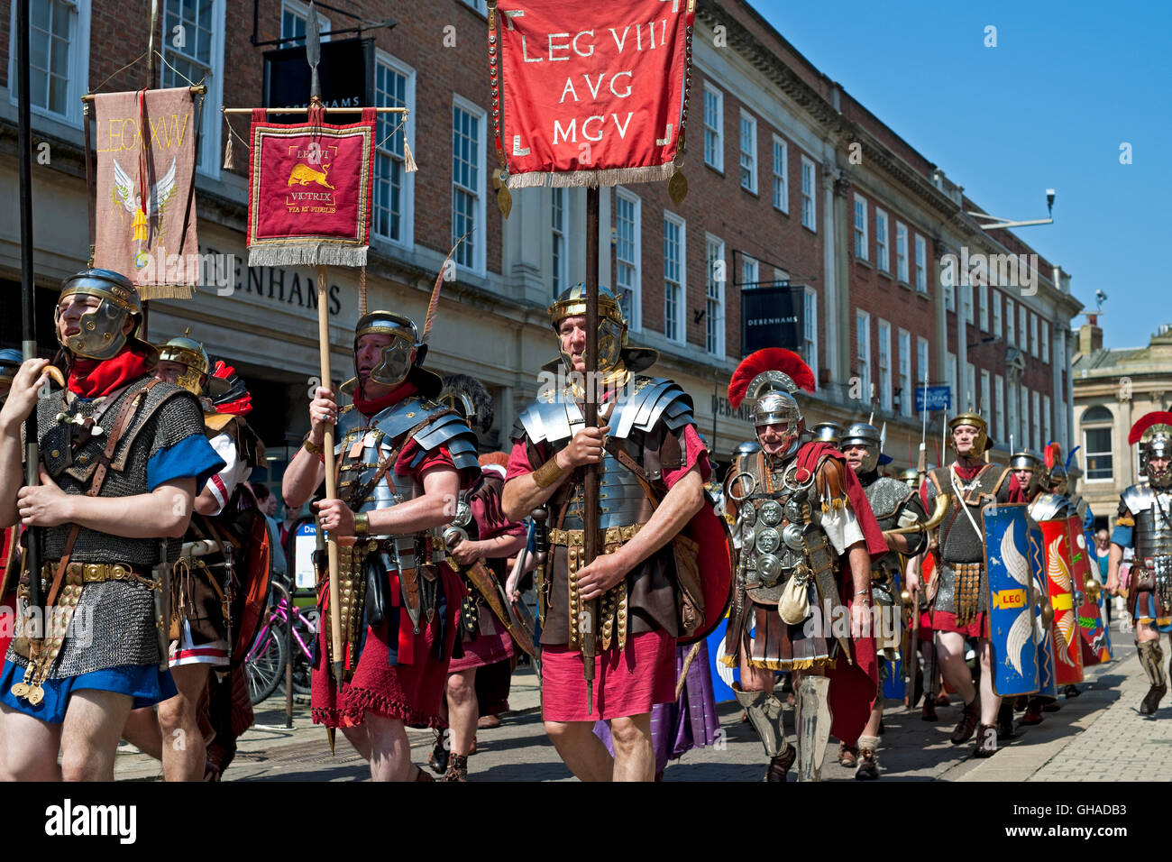 Soldiers marching through the city centre at the Roman Festival in ...