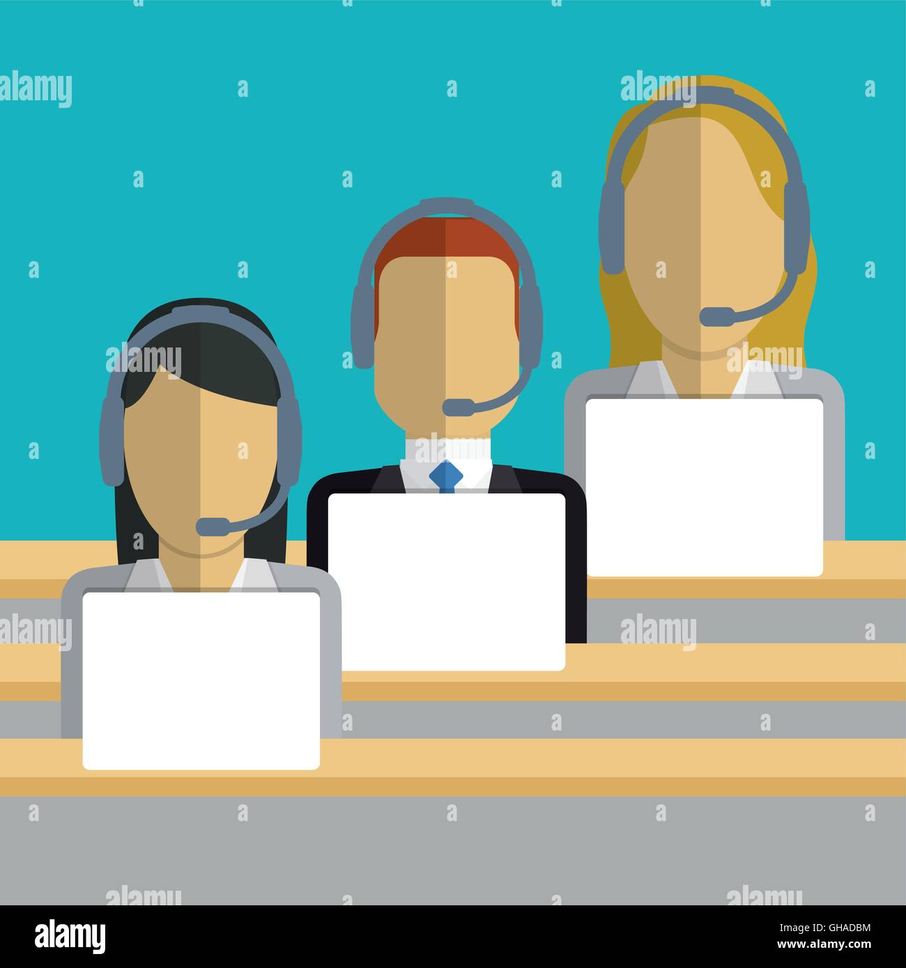 operator man woman call center service icon. Vector graphic Stock ...