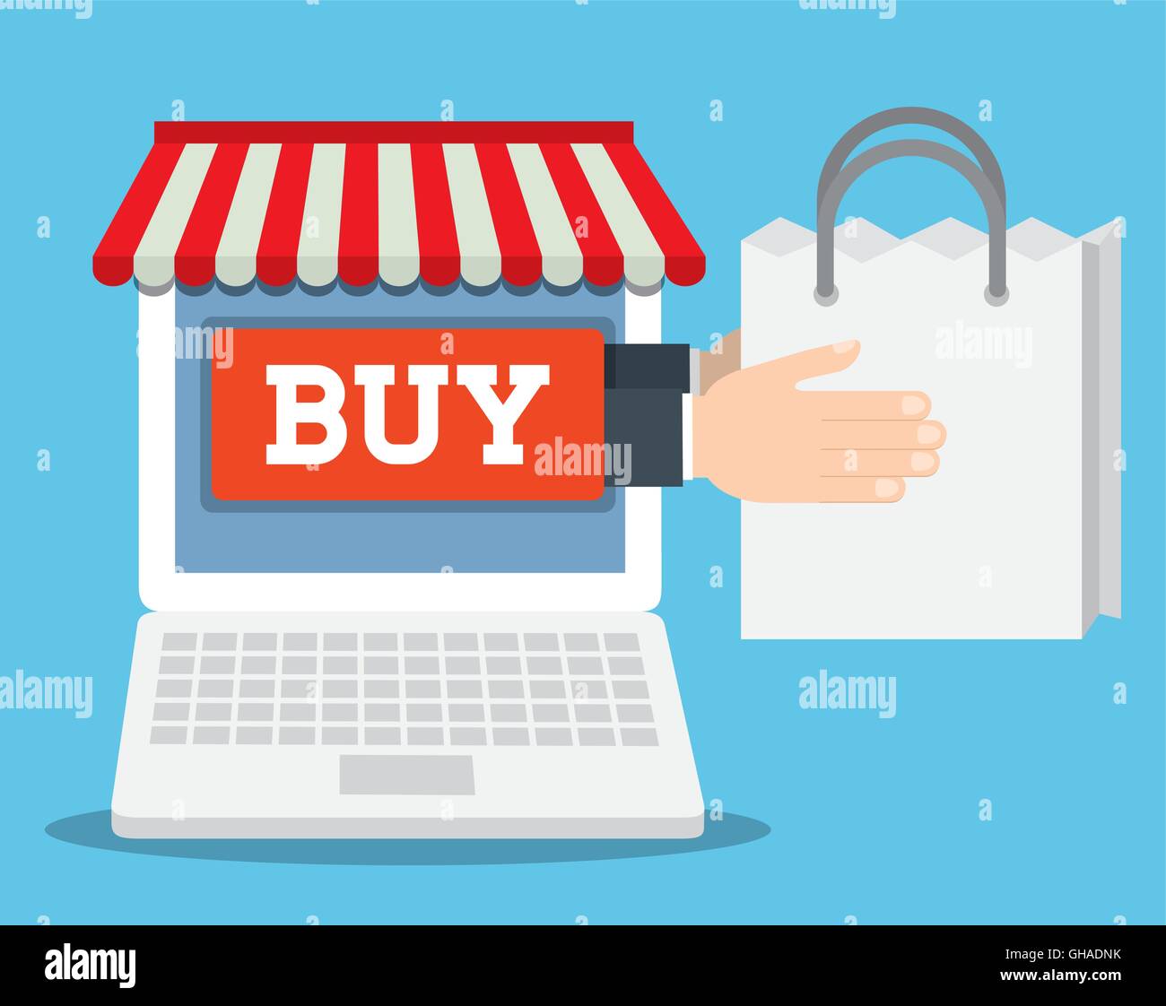 shopping bag online laptop store market icon. Vector graphic Stock ...