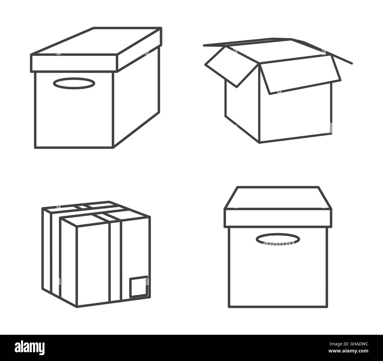 carton box package delivery icon set. Vector graphic Stock Vector Image ...
