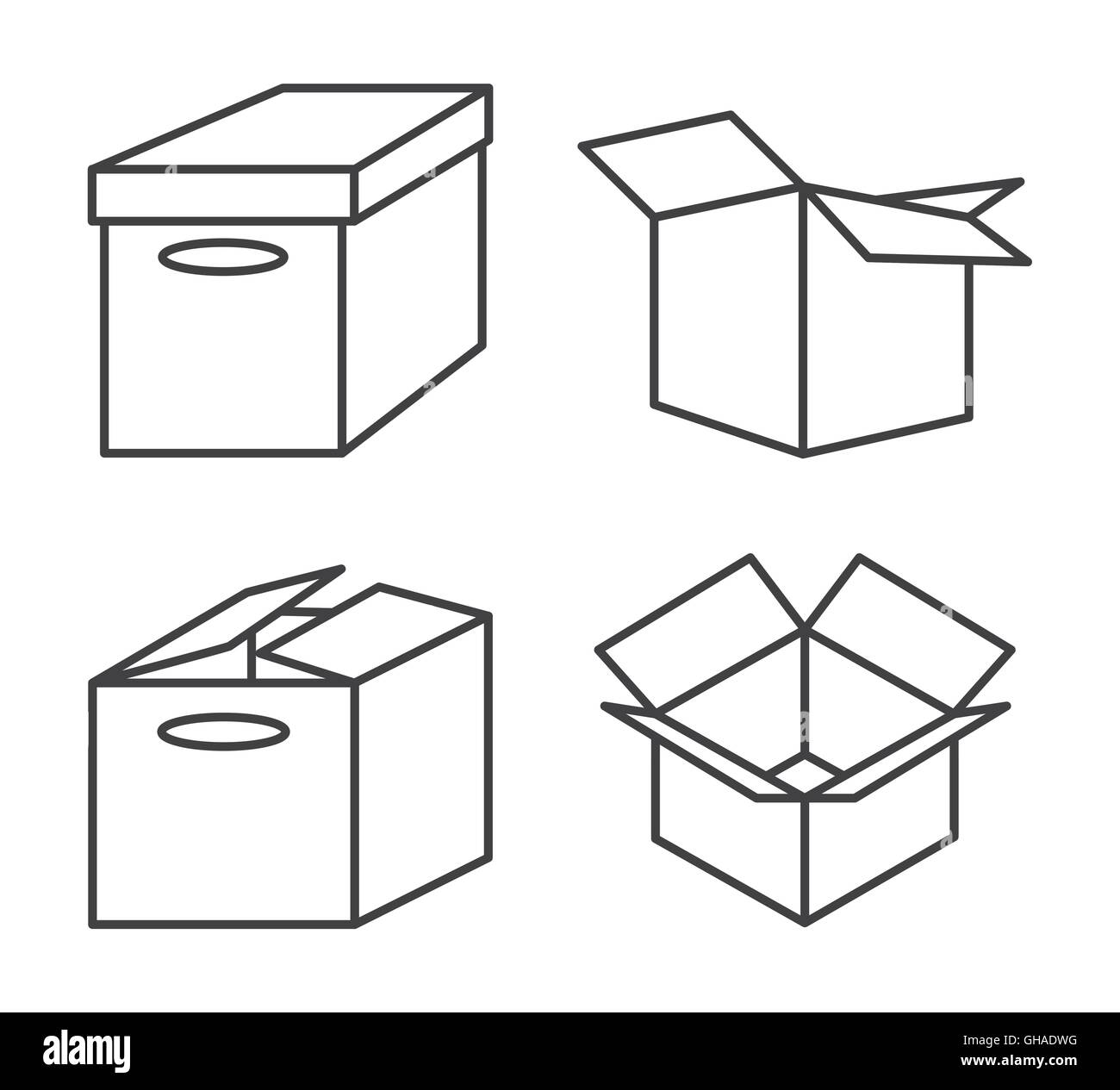 carton box package delivery icon set. Vector graphic Stock Vector Image ...