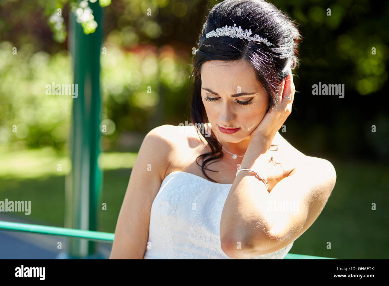 Unhappy bride at wedding Stock Photo - Alamy