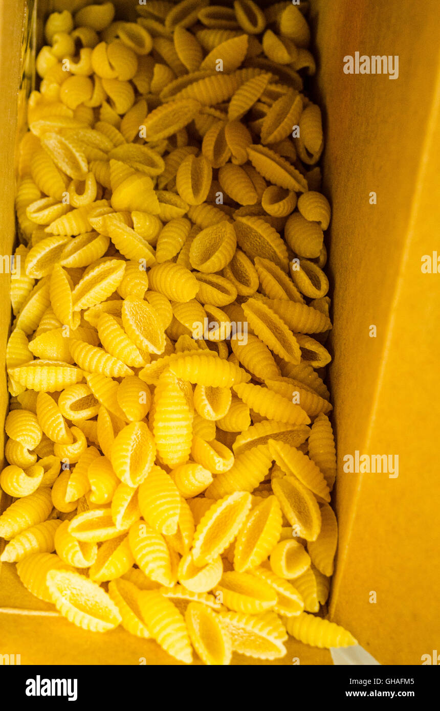 Uncooked organic Shell Pasta in the box Stock Photo - Alamy