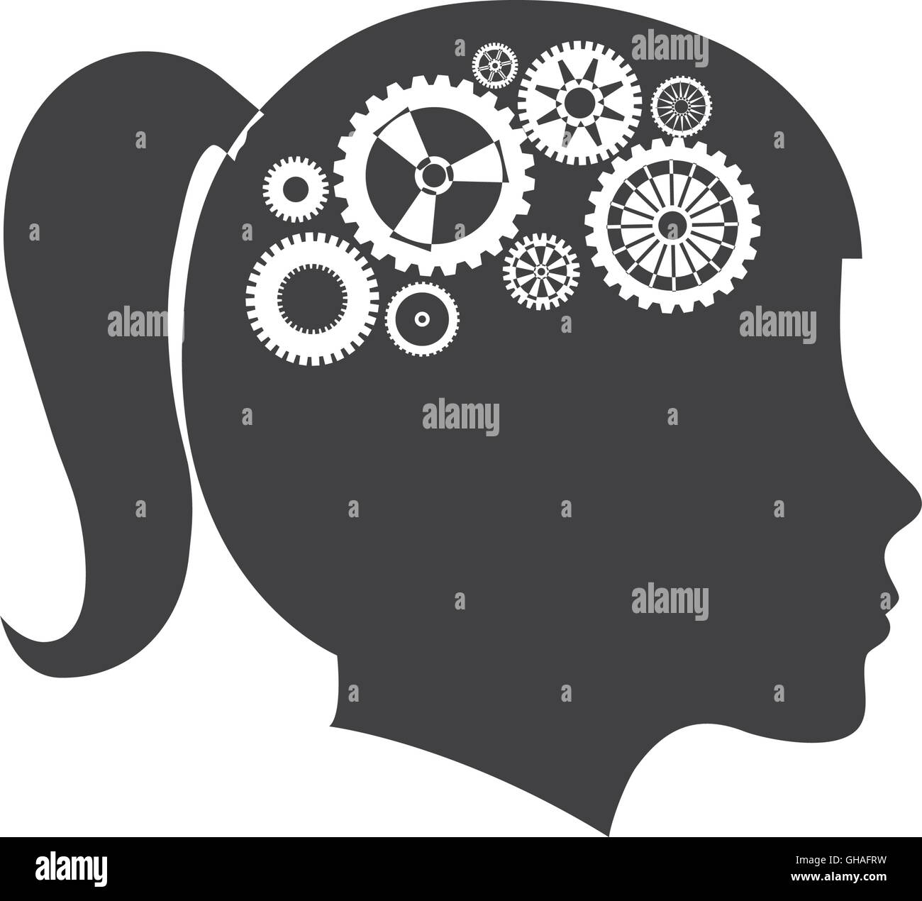 brain gears head silhouette idea icon. Vector graphic Stock Vector ...