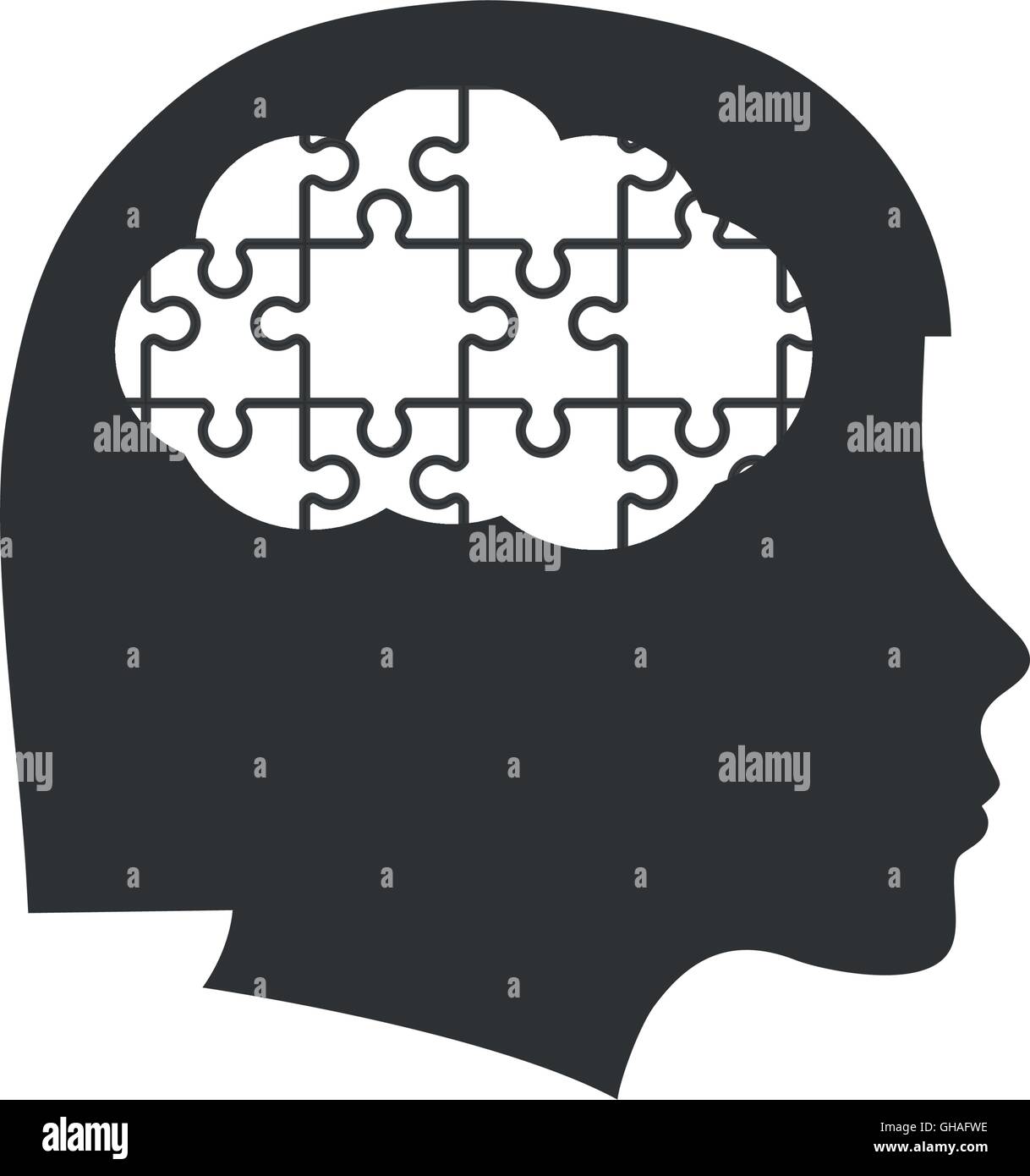 brain puzzle head silhouette idea icon. Vector graphic Stock Vector ...