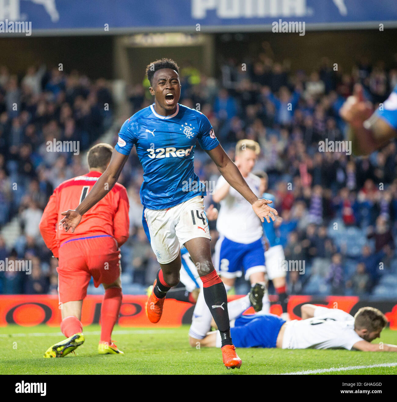 Rangers joe dodoo celebrates scoring hi-res stock photography and ...