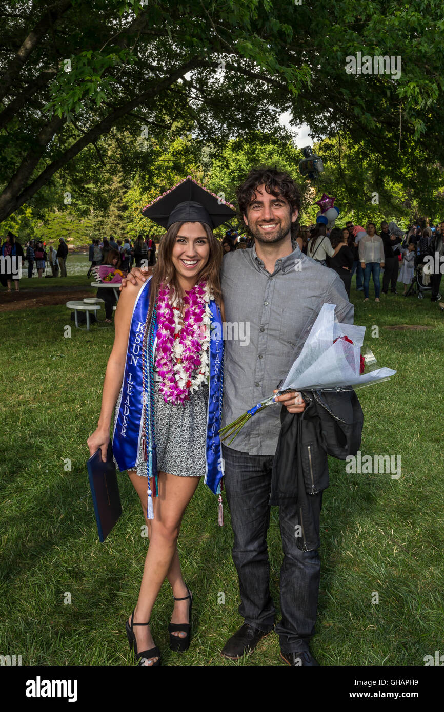 university student attending graduation ceremony at Sonoma State ...
