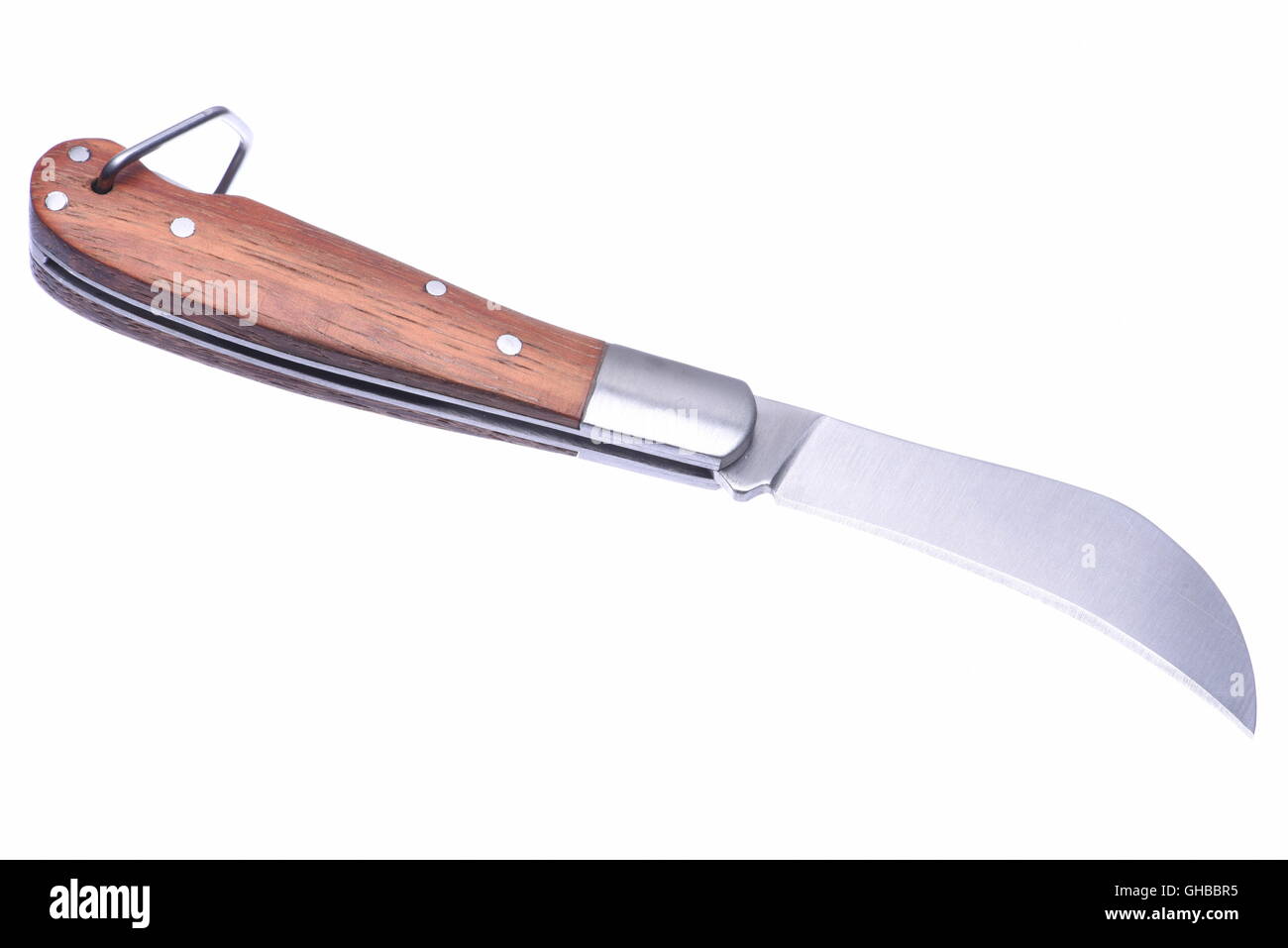 Utility knife tool closeup isolated on white background Stock Photo - Alamy