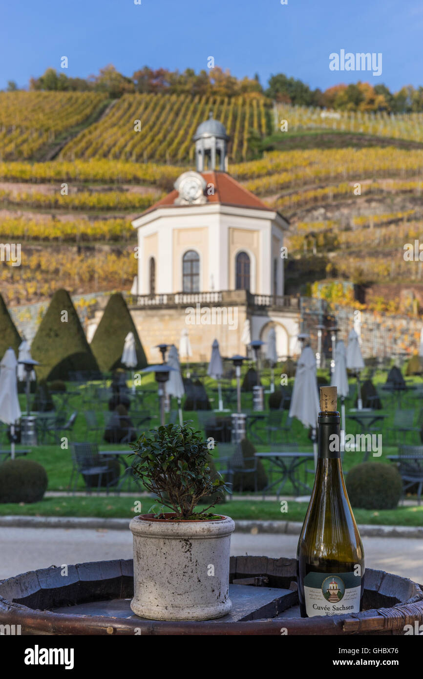 geography / travel, Germany, Saxony, Dresden, wine bottle on wine cask ...